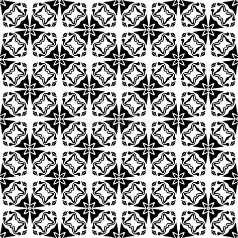 Vector Seamless Black And White Geometric Flower Pattern Background Stock Vector Illustration
