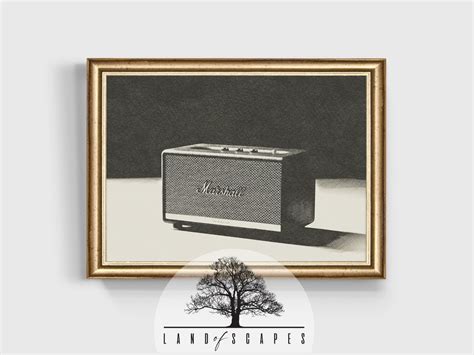 Vintage Amplifier Sketch Style Art Classic Music And Sound Design Unique Neutral Home Wall