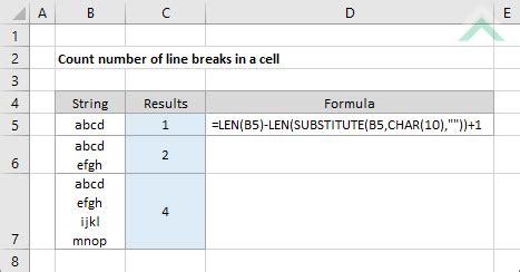 Count Number Of Line Breaks In A Cell Excel Exceldome