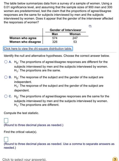 solved the table below summarizes data from a survey of a