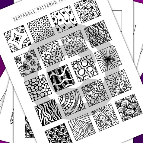 Zentangle Training Sheets For Beginners Easy Zentangle Patterns