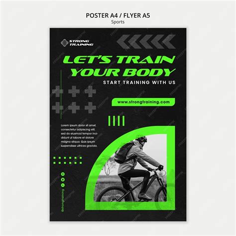 네온 그린 자전거 세로 포스터 템플릿 무료 Psd 파일