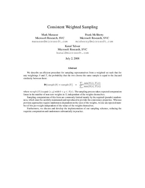 Pdf Consistent Weighted Sampling