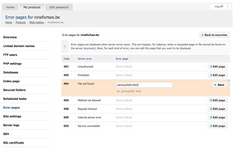 how can i add a custom errorpage combell support