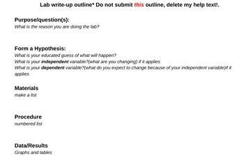 Lab Write Up Outline Blank Outline By Mark Blaisdell TPT
