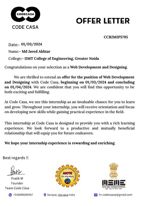 Javed Akhtar On Linkedin Internship Codecasa