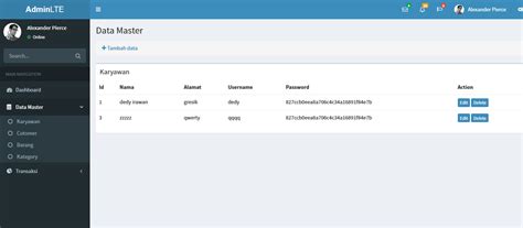 Crud Table Karyawan Adminlte Codeigniter Part 4