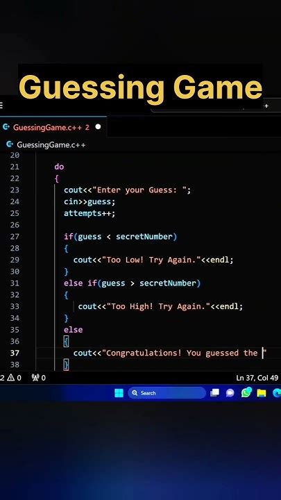 Number Guessing Game Using C🤯 Code Leosshortscodingprogramming