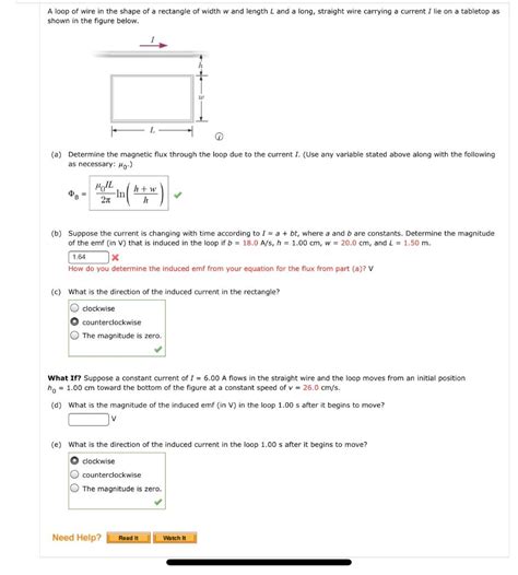 solved a loop of wire in the shape of a rectangle of width w