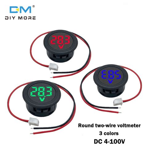 Diymore LED Digital Display Circular Two Wire Voltmeter DC 4 100V DC Digital Voltmeter Head