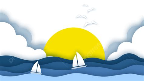 구름 바다 종이 컷 테두리 가로보기 진한 파란색 구름 종이 절단 종이 잘라 구름 Png 일러스트 및 Psd 이미지 무료