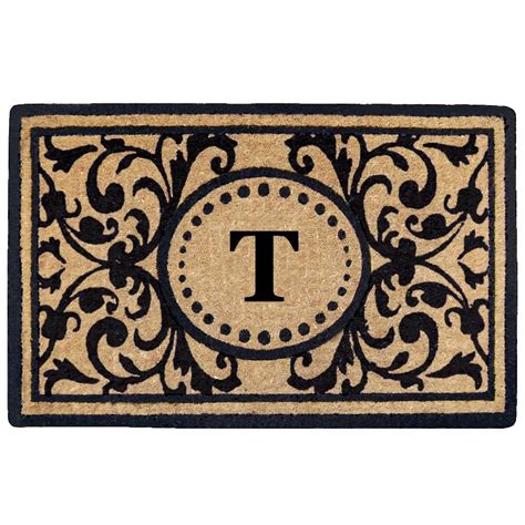 Nedia Home Heritage 22 In X 36 In Heavy Duty Coir Monogrammed T Door