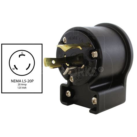 Nema L5 20p 20a 125v 3 Prong Elbow Locking Male Plug Ul C Ul Approval