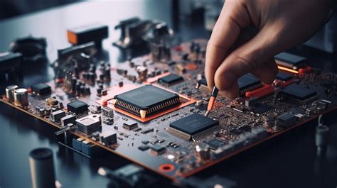 Premium Ai Image Microchip Manual Connecting To Microcontroller Top View On Engeneer Hands