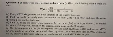 solved question 2 linear response second order system
