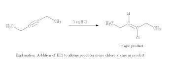 draw the major product, including regiochemistry, for the reaction of hex-3-yne with one ...