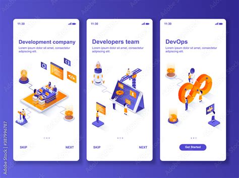 Development Company Isometric GUI Design Kit Developers Team Collaboration DevOps Engineering