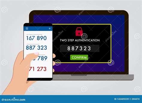 Two Steps Authentication And Authorization Concept Stock Vector