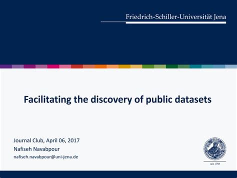 facilitating the discovery of public datasets ppt