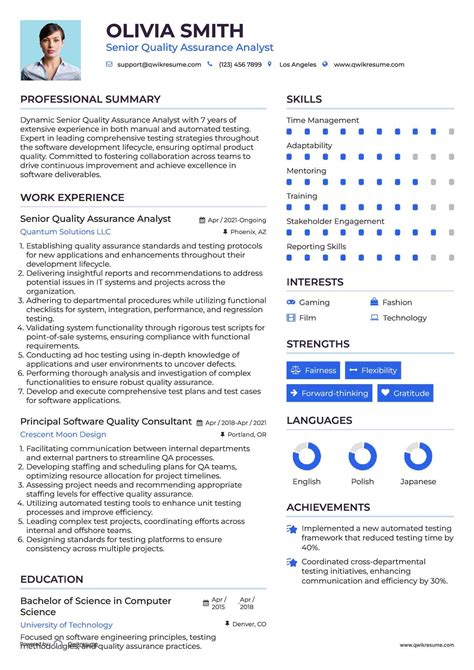 Quality Assurance Analyst Resume