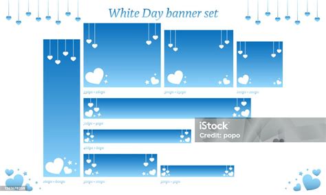 Simple And Cute White Day Banner Set Stock Illustration Download