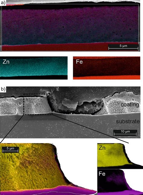 Cross Sectional Edx Mapping Of Galvanized Steel A Sem Image Of