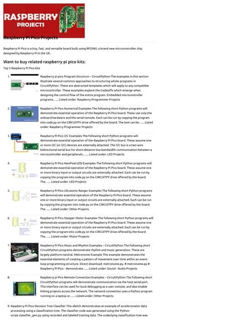 Raspberry Pi Pico Projects Raspberry Pi Projects Pdf