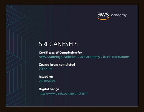 Sri Ganesh S On Linkedin Aws Cloudcomputing Certificationcompleted