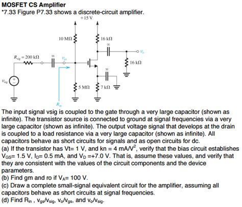 Solved Figure P7 33 Shows A Discrete Circuit Amplifier The