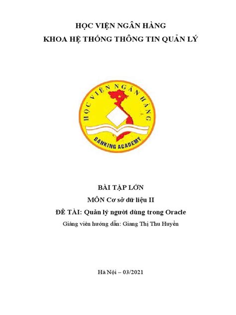 Quản Lý Người Dùng Trong Oracle Csdl2 Nhóm 11 Pdf
