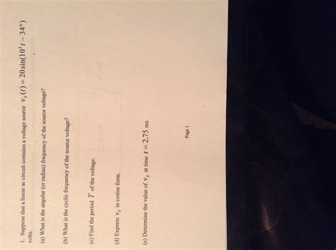 solved suppose that a linear ac circuit contains a voltage