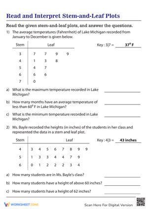 Free Printable Stem And Leaf Plot Worksheets For Teaching