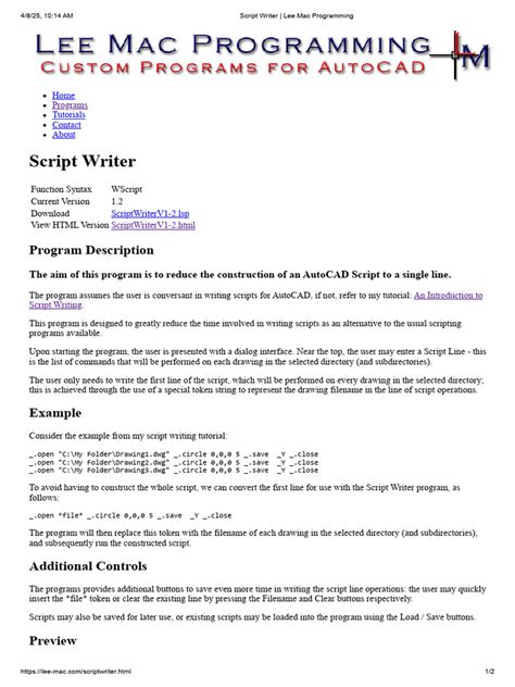 Script Writer Lee Mac Programming Pdf Directory Computing
