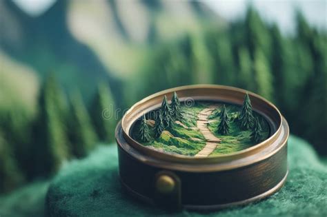 Explore Creative Mountain Compass With Forest Paths For Adventure
