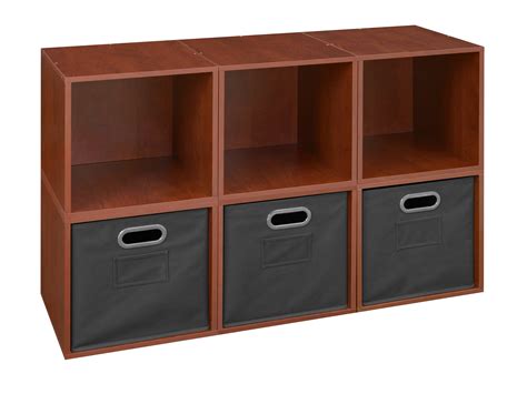 Niche Cubo Storage Set 6 Cubes And 3 Canvas Bins Cherry Grey