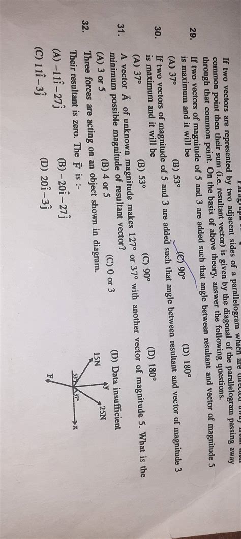 Three Forces Are Acting On An Object Shown In Diagram Their Resultant Is