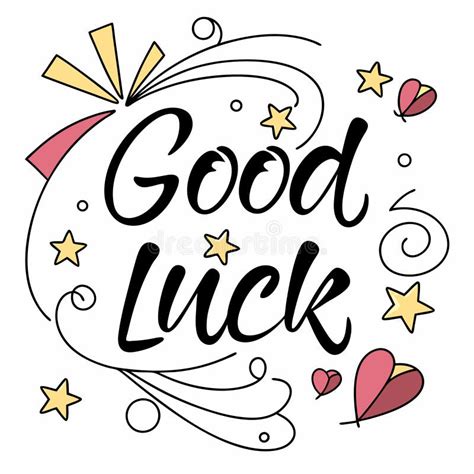 Hand Drawn Good Luck Quote With Swirls And Star Stock Vector