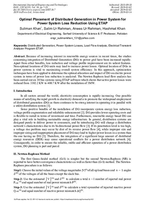 Pdf Optimal Placement Of Distributed Generation In The Distribution Network Assessment Of
