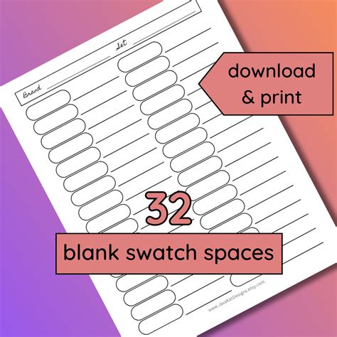 Blank Color Swatch Chart Printable Color Chart For Colored Pencils Markers Swatching