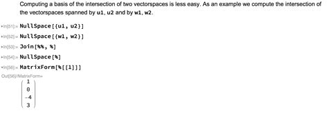 Linear Algebra Calculate Null Space Of Two Vector Spaces Specific