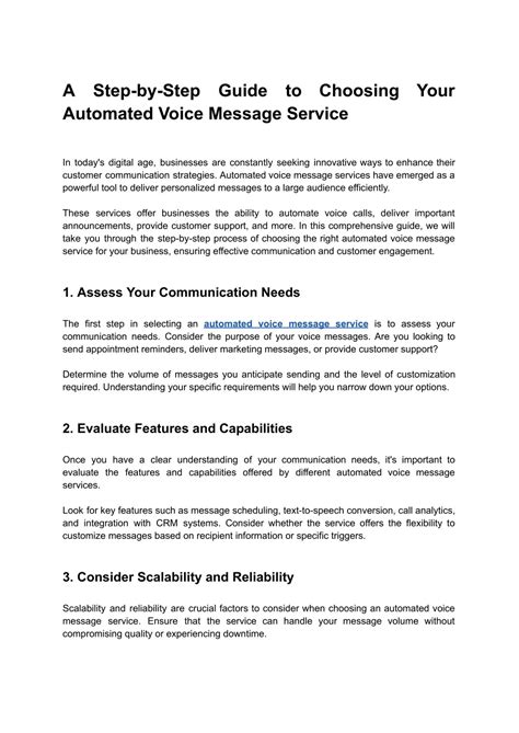 Ppt A Step By Step Guide To Choosing Your Automated Voice Message Service Powerpoint
