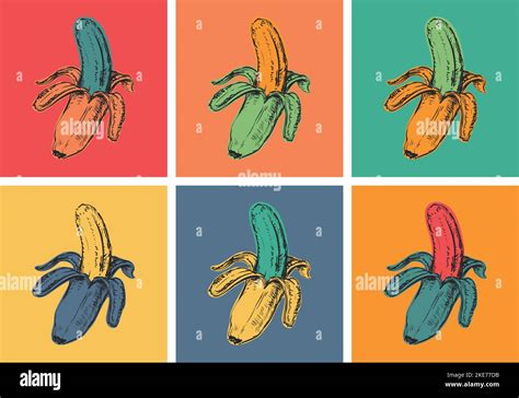 Set Bananas Vector Illustration Pop Art Style Set Bananas Vector Illustration Pop Art Style