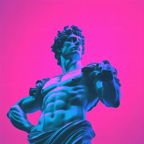 Classic Statue Background Concept Vaporwave Style Premium Ai