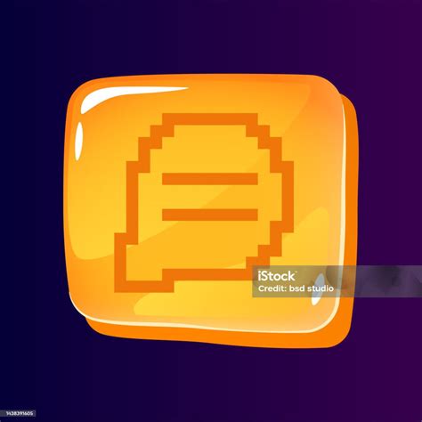 message in chat glossy ui button with pixelated icon stock illustration