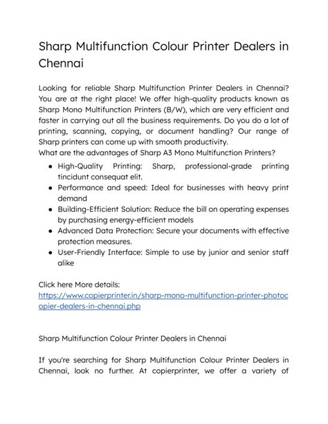 Ppt Sharp Multifunction Colour Printer Dealers In Chennai Powerpoint