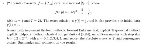 2 20 Points Consider Y′fty Over Time Interval