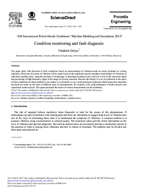 Pdf Condition Monitoring And Fault Diagnosis