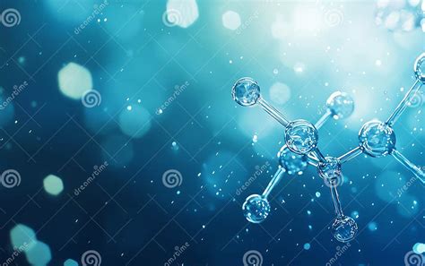 Abstract Molecular Structure On A Blue Background With Bokeh Effect