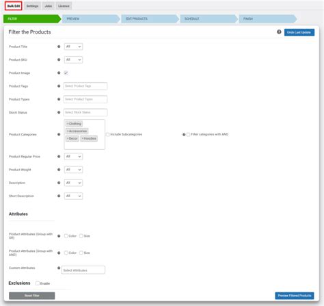 how to set up elex bulk edit products prices and attributes for