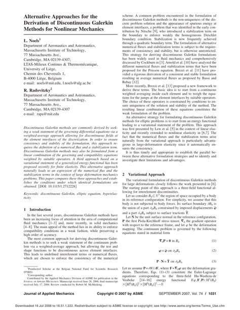 Pdf Alternative Approaches For The Derivation Of Discontinuous Galerkin Methods For Nonlinear
